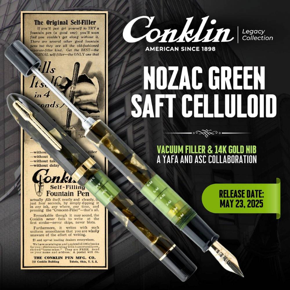 Conklin Nozac Green Saft Celluloid Limited Edition Fountain Pen SALE