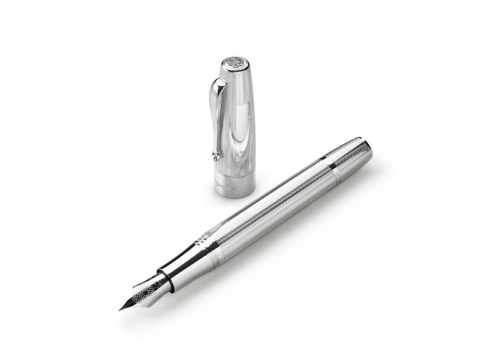 Montegrappa Extra Argento Silver Fountain Pen +Free Pen Case