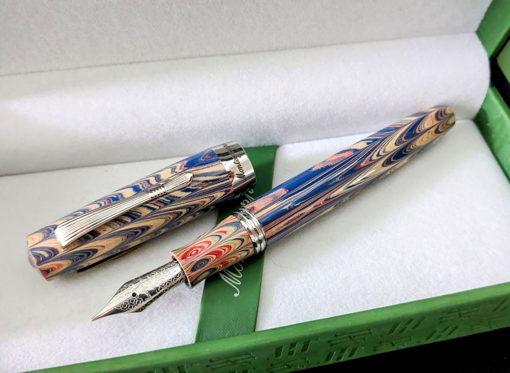 Montegrappa Elmo Ebonite Blue Beige Bespoke Collection Fountain Pen