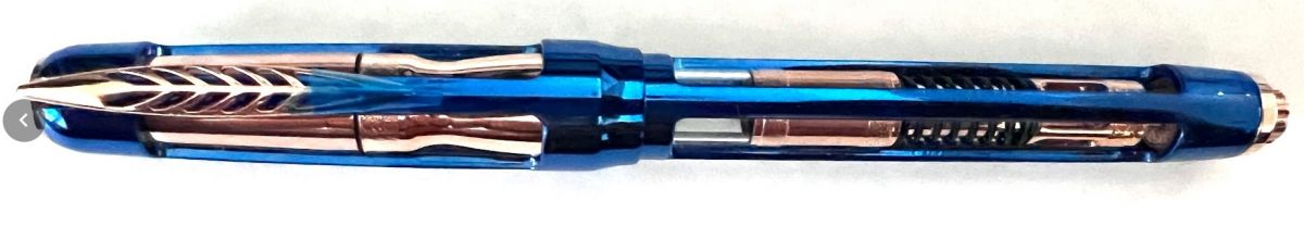 Pineider Arman Blue Trilogy Rose Gold Trim Limited Edition 88 Fountain Pen