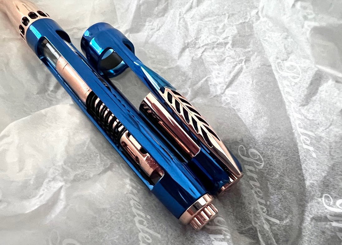 Pineider Arman Blue Trilogy Rose Gold Trim Limited Edition 88 Fountain Pen