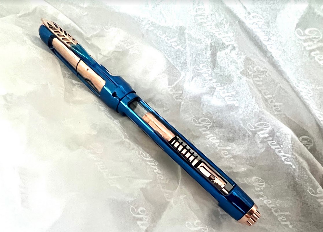 Pineider Arman Blue Trilogy Rose Gold Trim Limited Edition 88 Fountain Pen