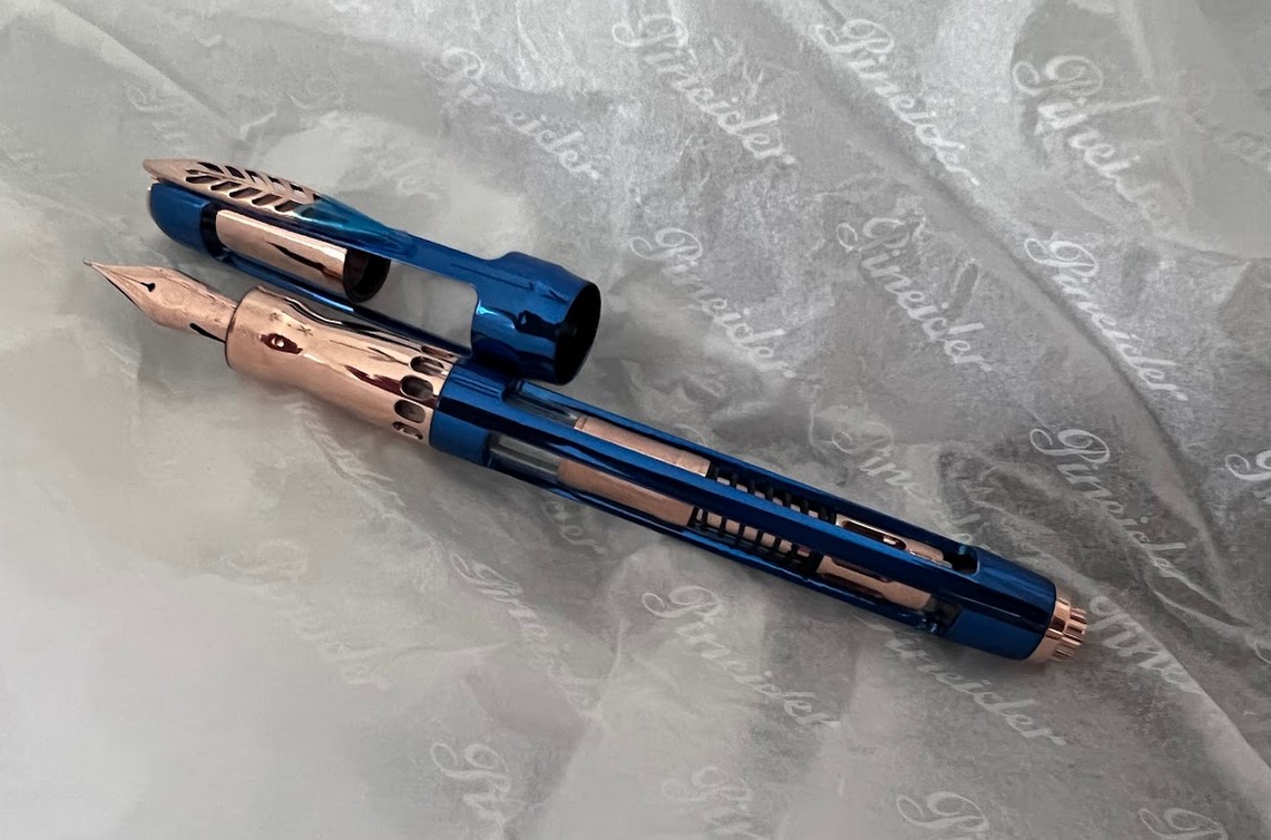 Pineider Arman Blue Trilogy Rose Gold Trim Limited Edition 88 Fountain Pen