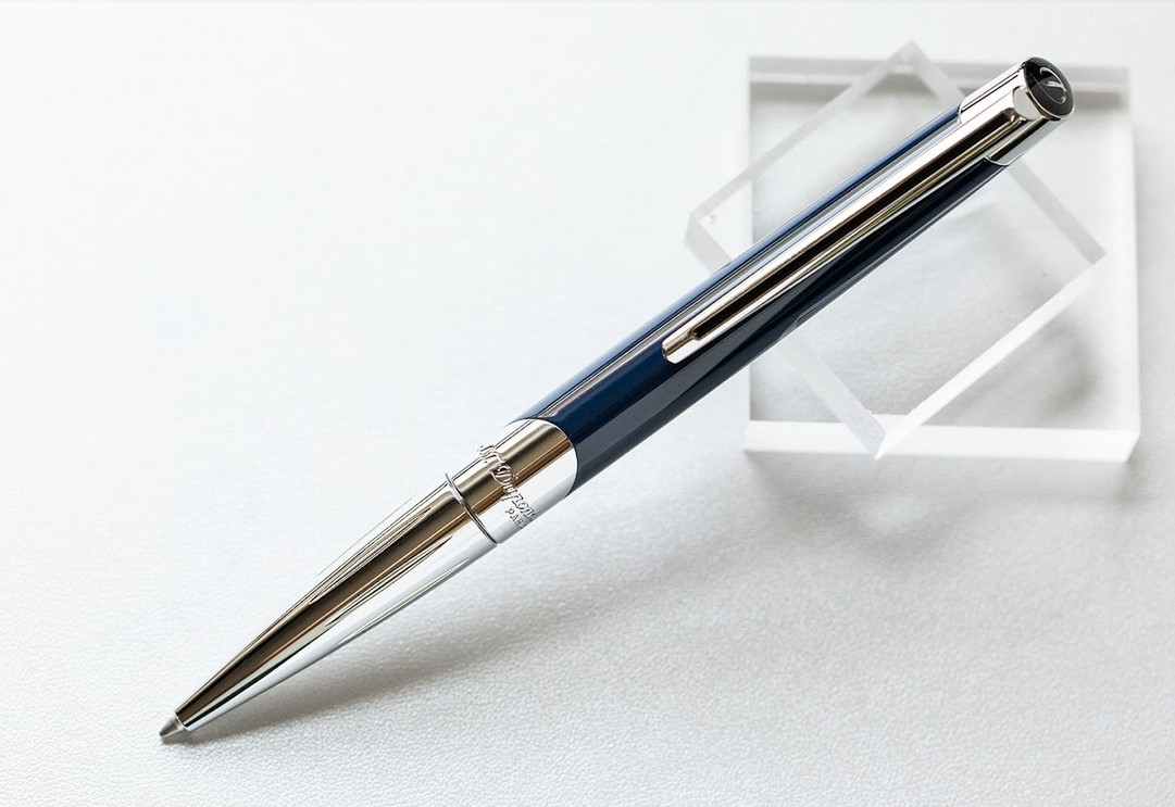 S T Dupont Defi Millenium Shiny Blue with Chrome Trim Ballpoint SALE