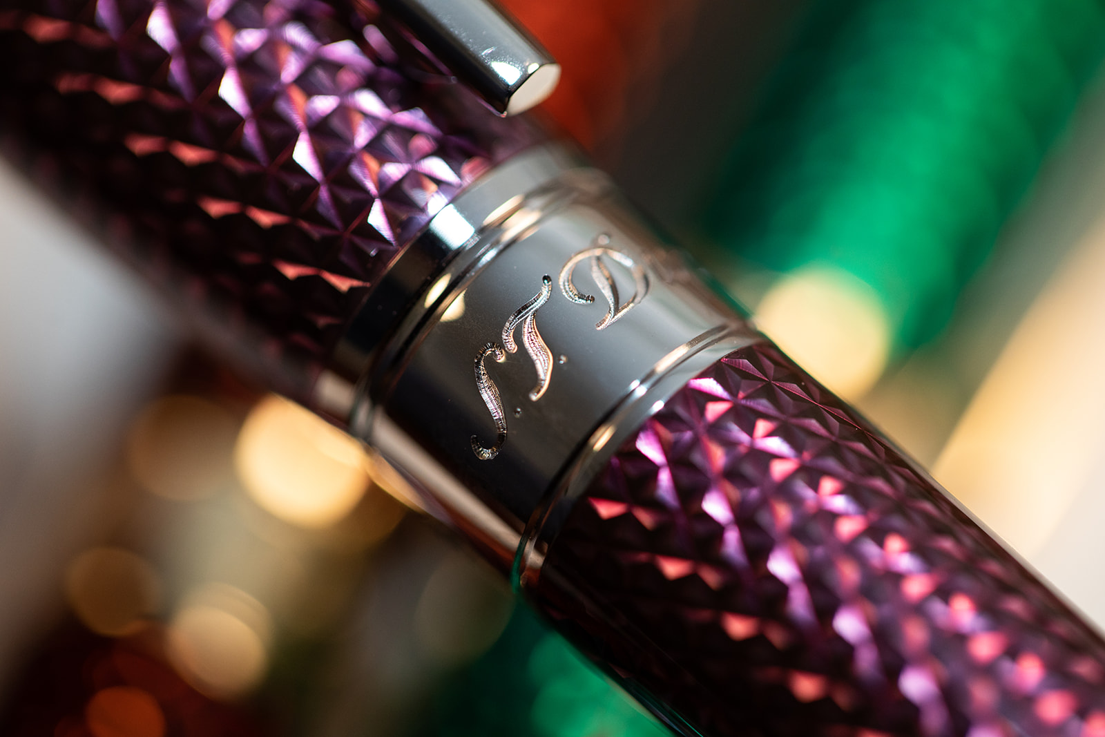 S.T. Dupont Firehead Guilloche Line D Large Amethyst Fountain Pen ...