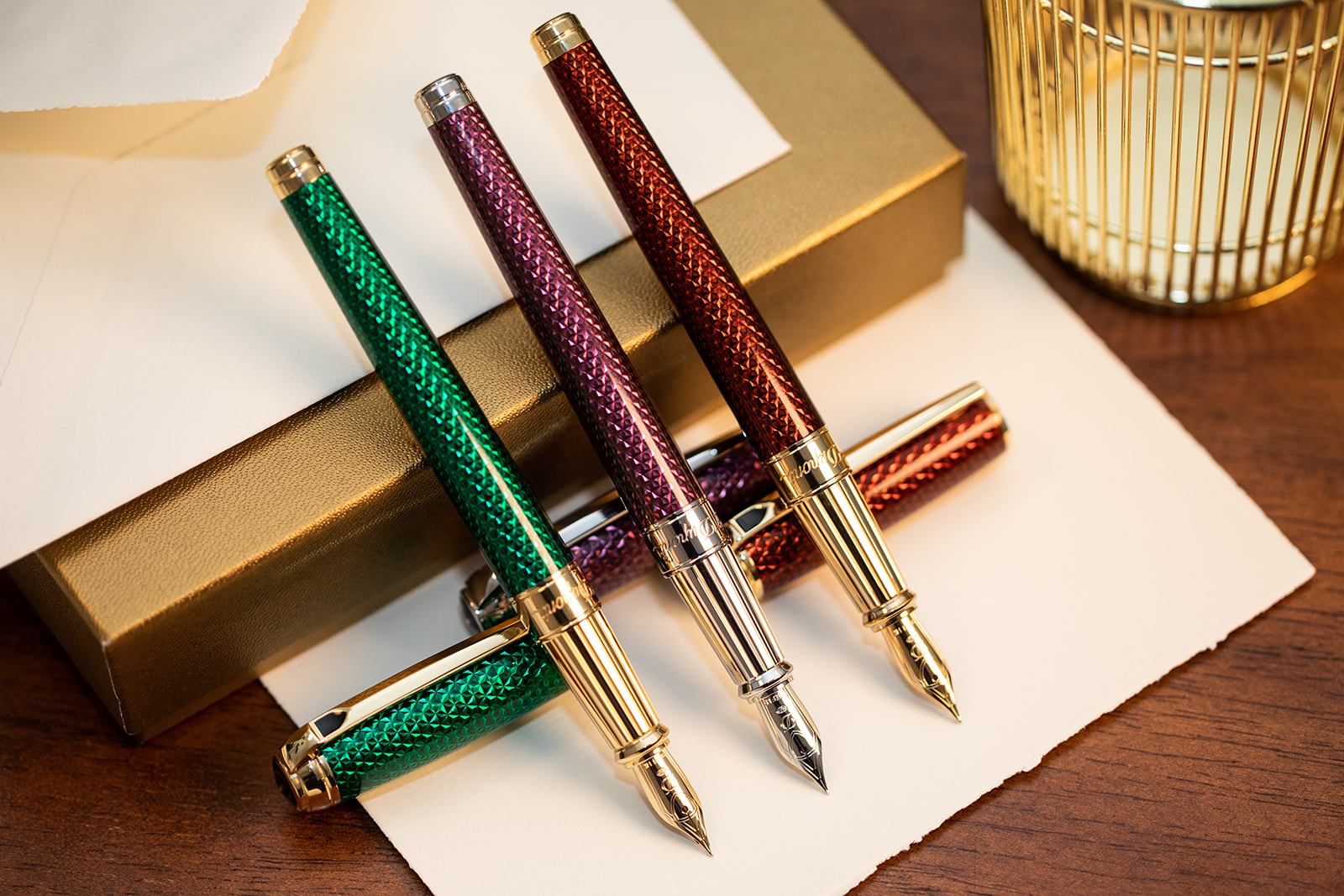 S.T. Dupont Firehead Guilloche Line D Large Amethyst Fountain Pen ...