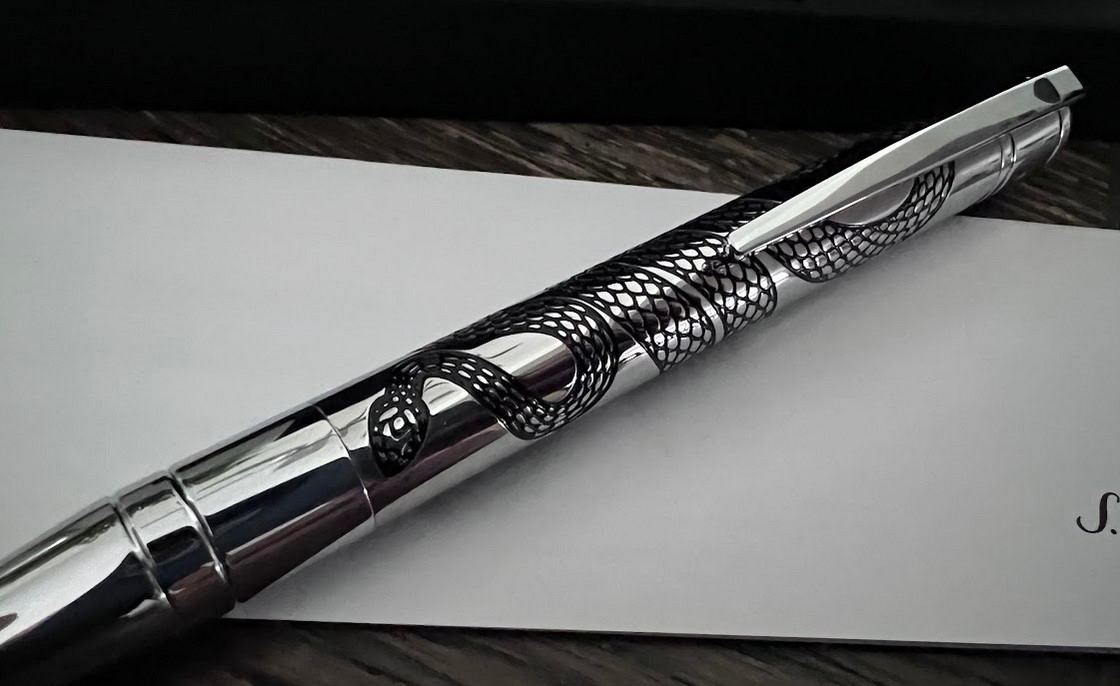 S.T. Dupont D-Initial Tattoo Snake Chrome Ballpoint Pen