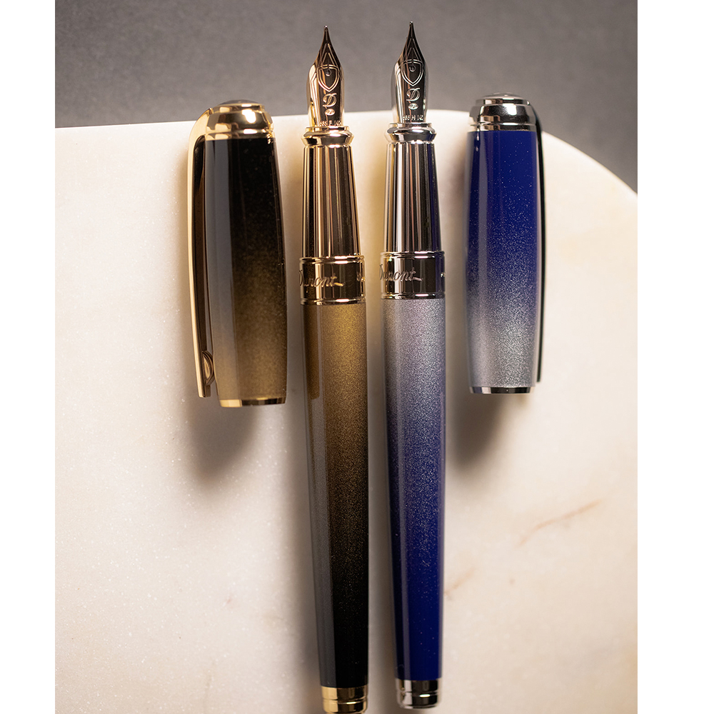 ST Dupont Line D Sunburst Black Natural Lacquer Fountain Pen