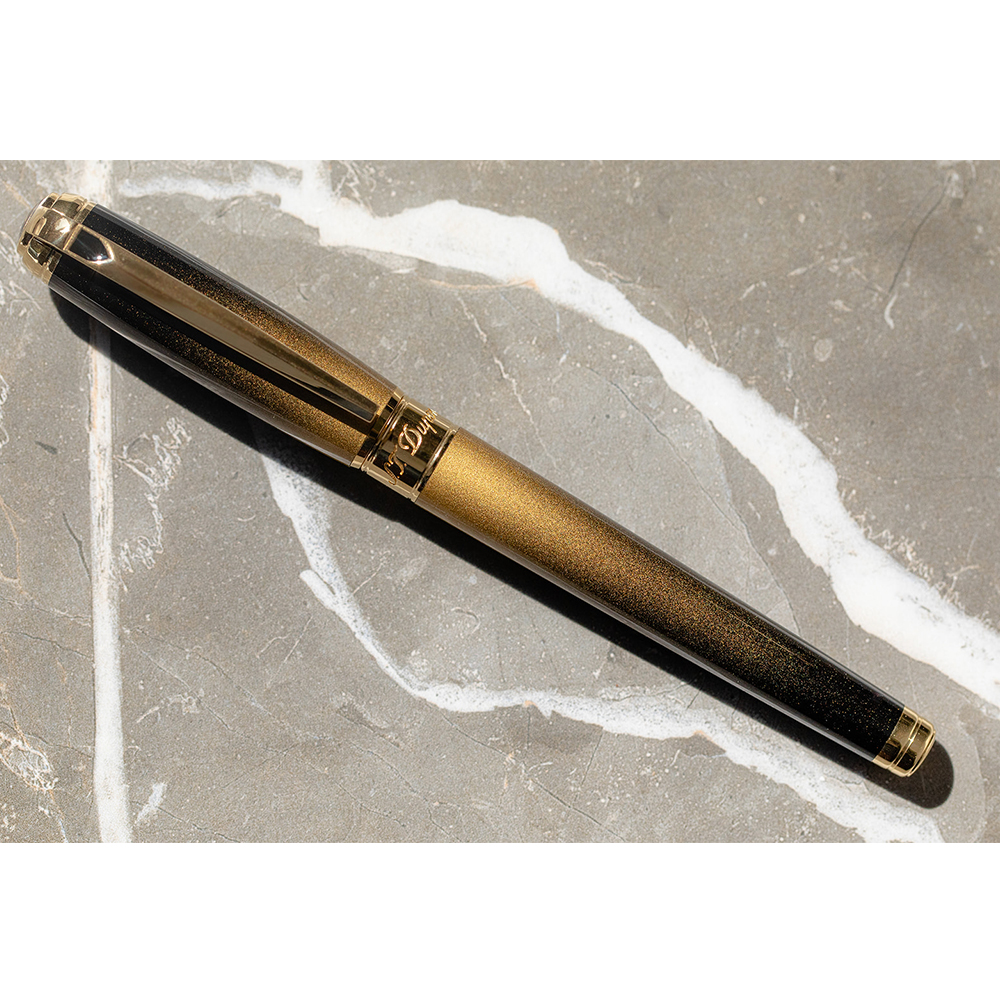 ST Dupont Line D Sunburst Black Natural Lacquer Fountain Pen