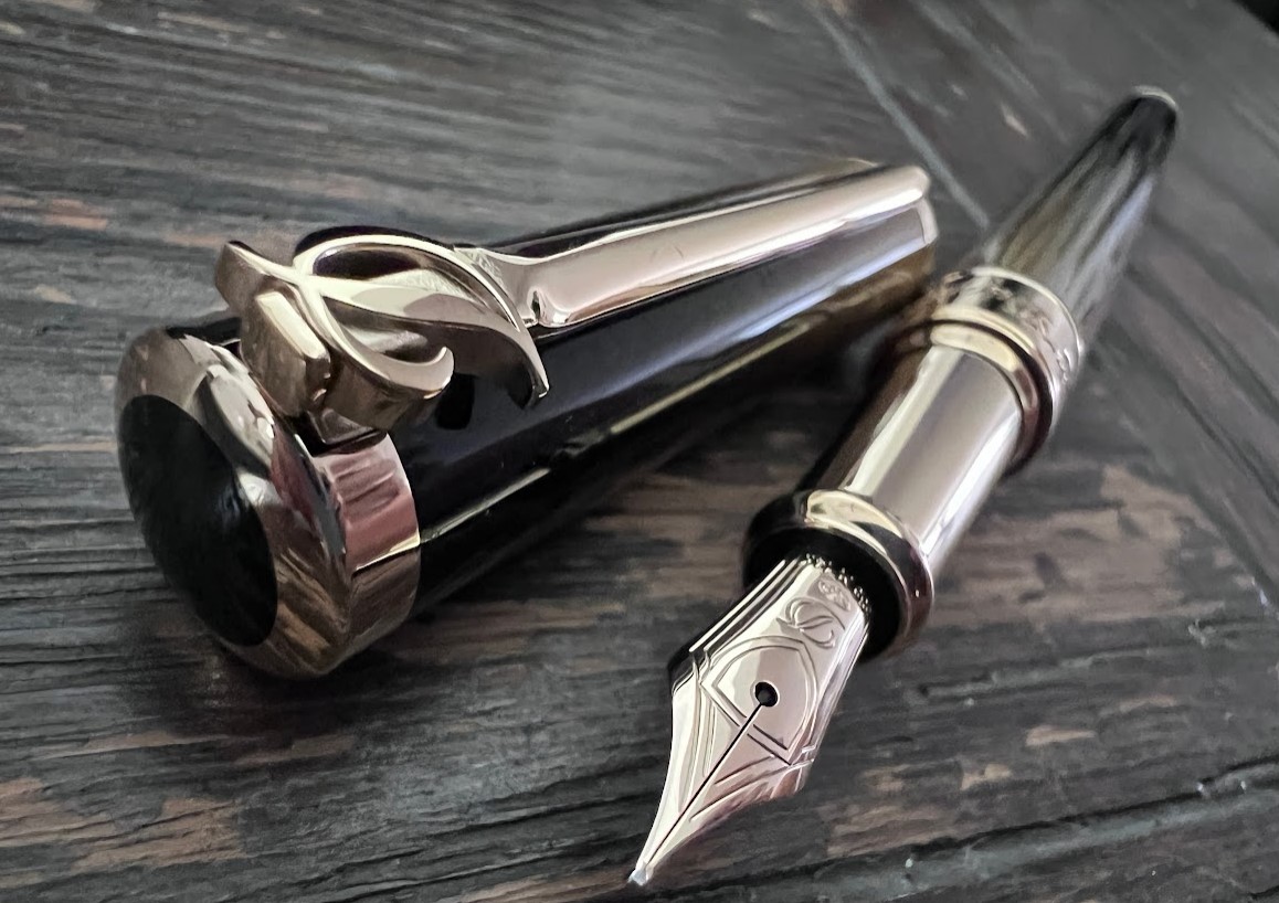 S.T. Dupont Sword Lacquer, Gold Plated, Bronze Fountain Pen # 290101 ...