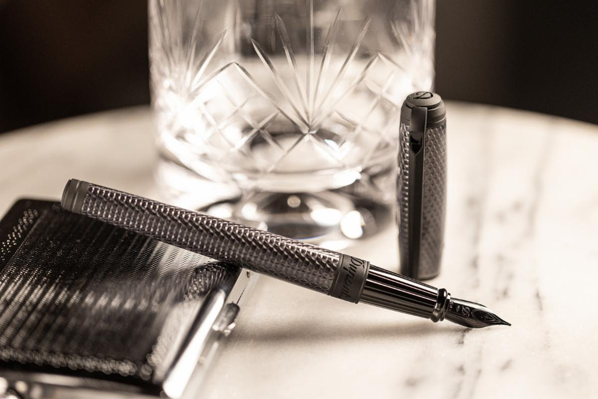 S.T. Dupont Velvet Firehead Guilloche Ocean Blue Fountain Pen