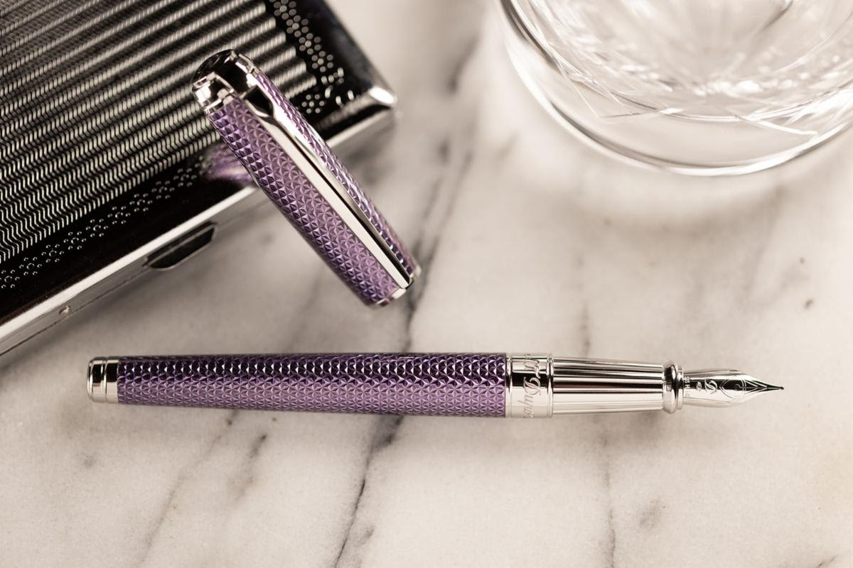 S.T. Dupont Velvet Firehead Guilloche Ocean Blue Fountain Pen
