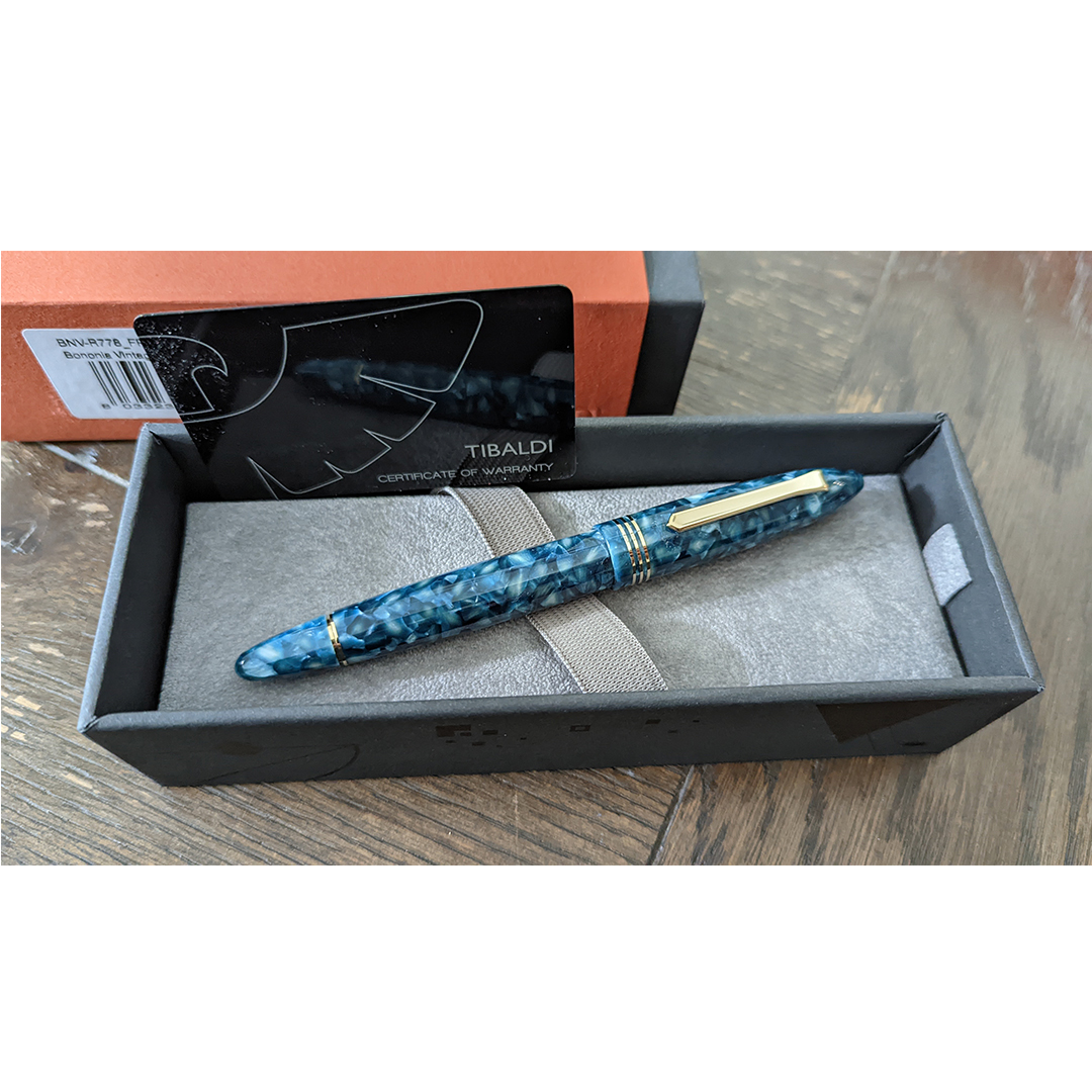 Tibaldi Bononia Vintage Mer du Nord Gold Trim Fountain Pen 18K Nib ...