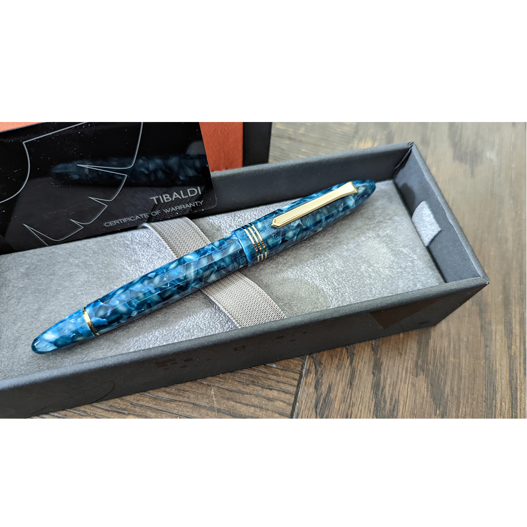 Tibaldi Bononia Vintage Mer du Nord Gold Trim Fountain Pen Steel Nib